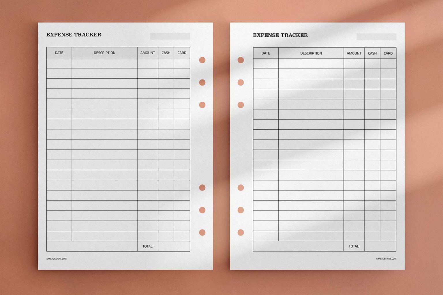 Expense tracker template. Free printable planner insert.