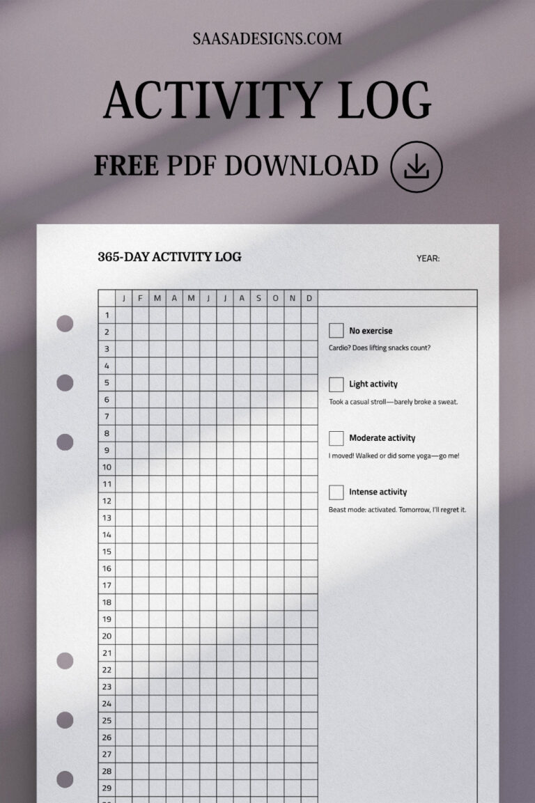 Printable Exercise Tracker Template