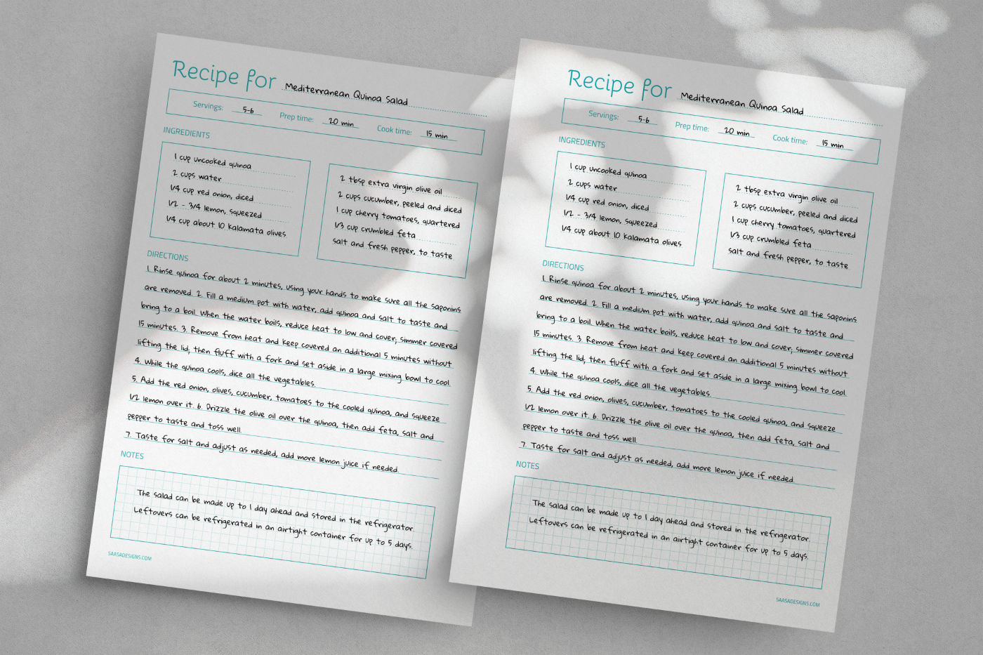 Printable Recipe Template