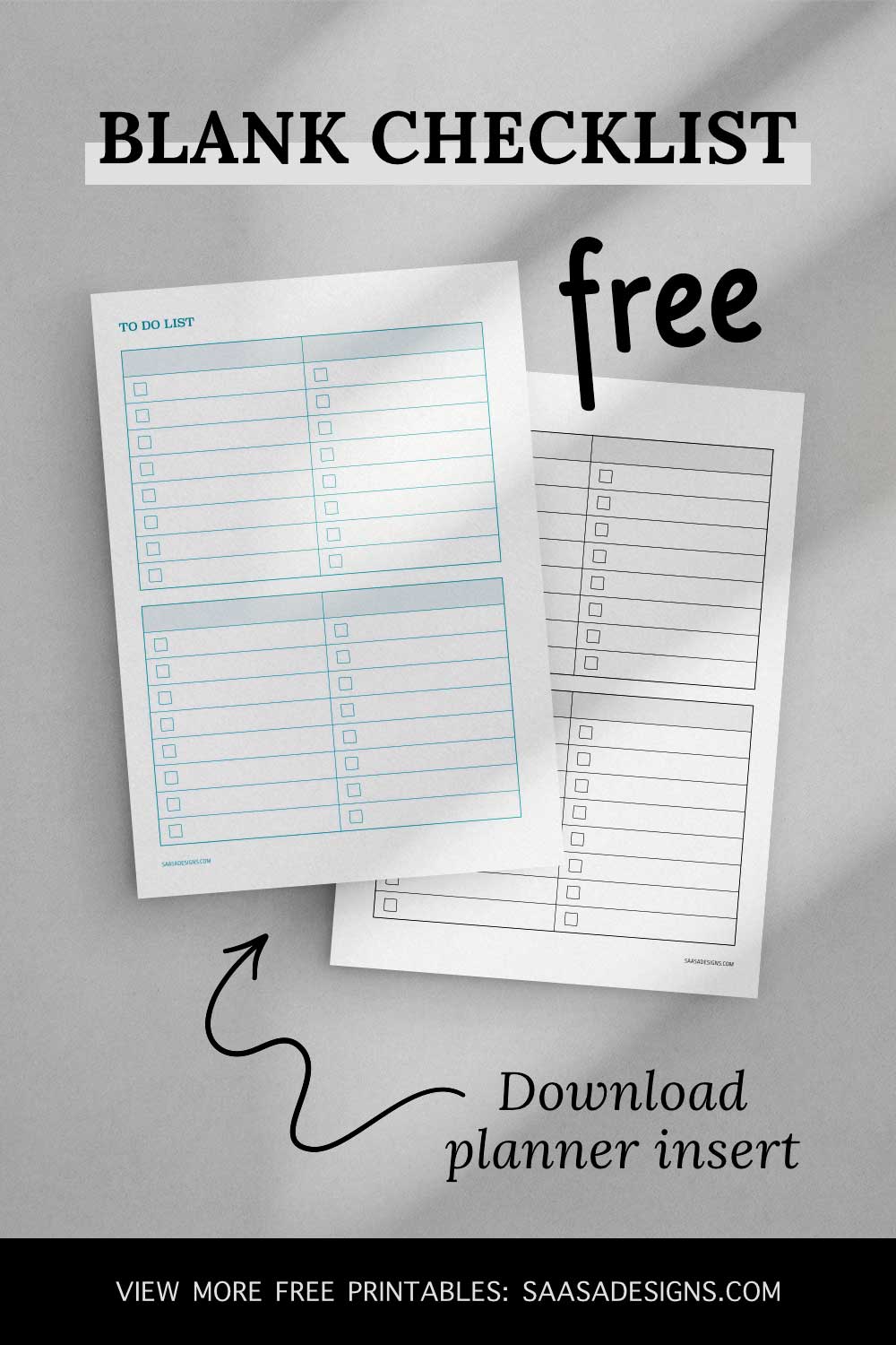 To Do List template. Free printable planner insert.