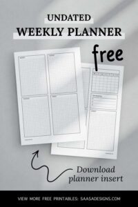 Undated Weekly Planner Printable. Free Planner Insert