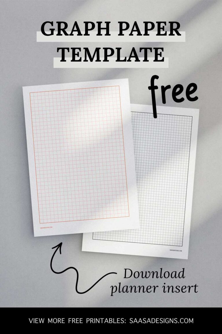 Graph Paper template. Free printable planner insert.