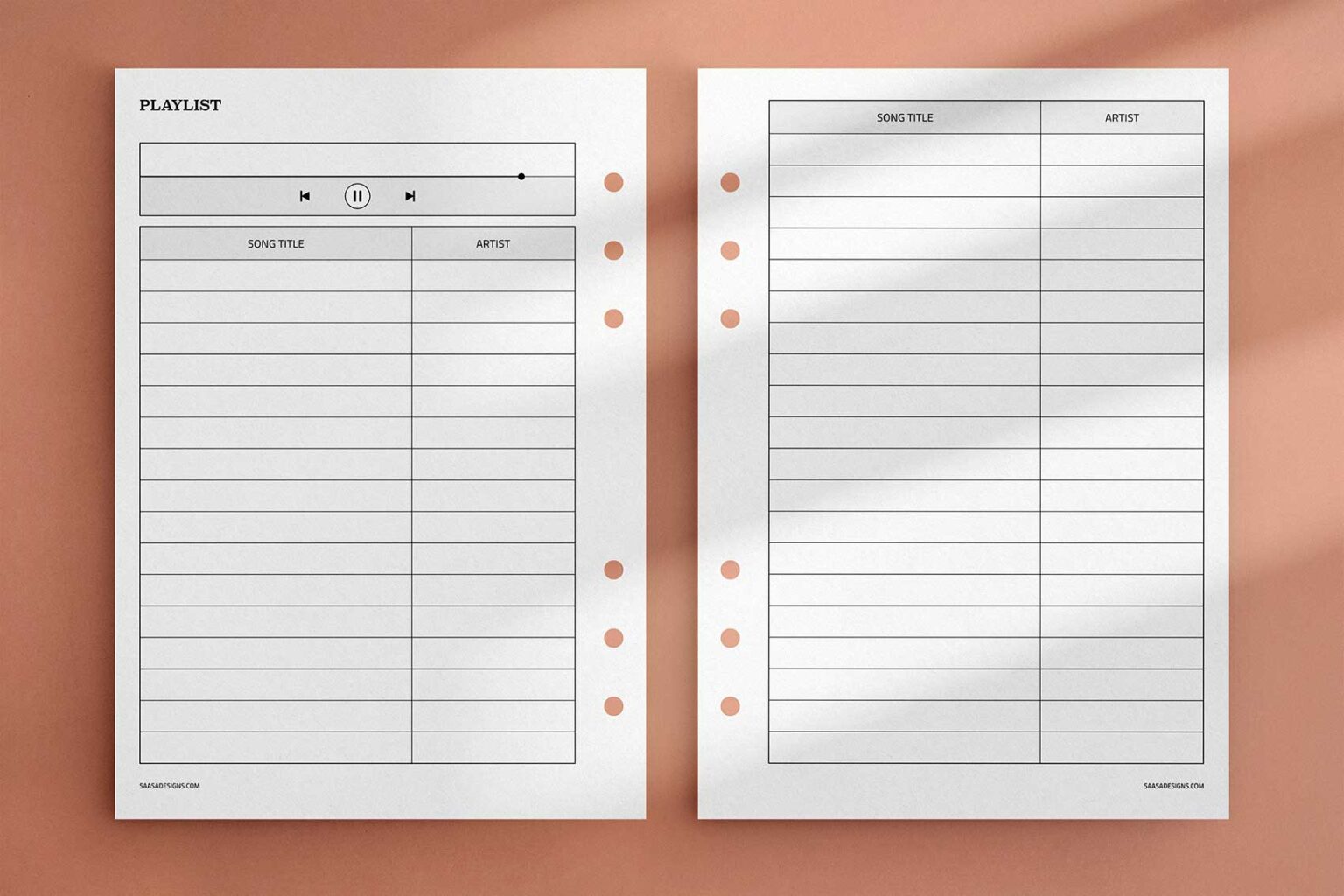 Playlist Tracker template. Free printable planner insert.