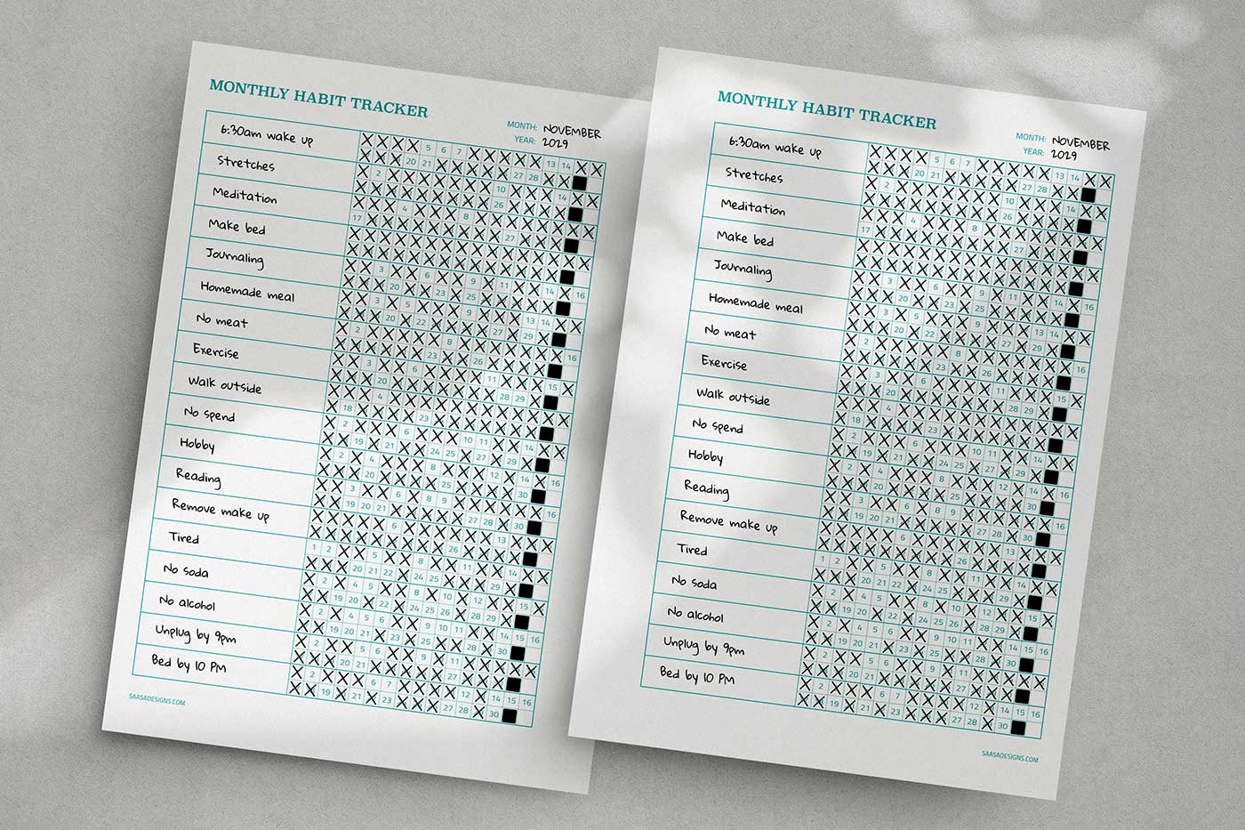 Printable Monthly Habit Tracker. Free planner insert.