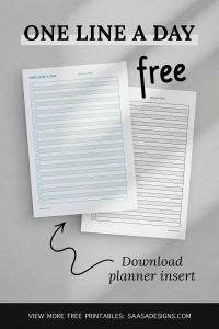 One Line A Day template. Free printable planner insert.