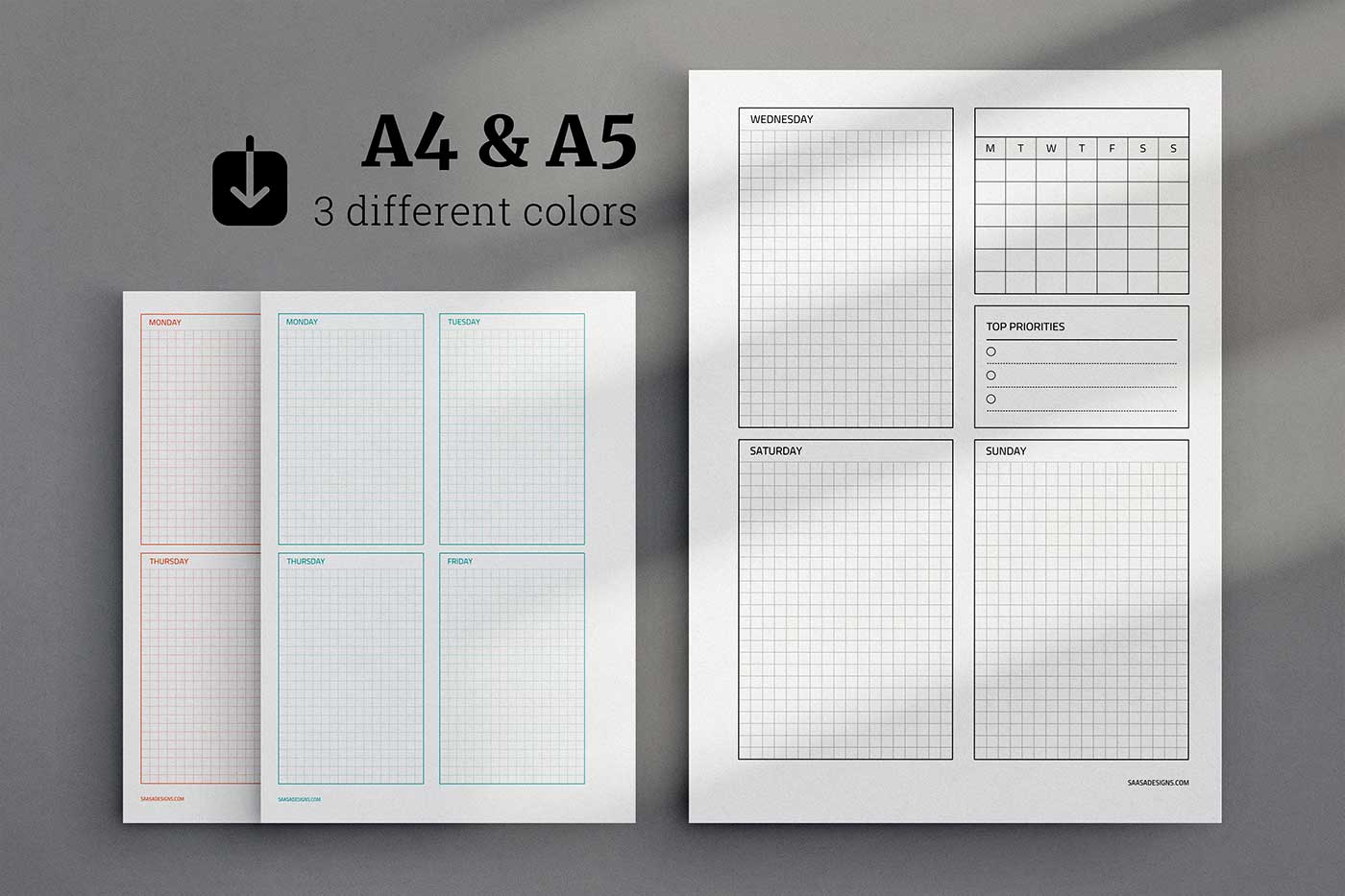 Undated Weekly Planner Printable. Free Planner Insert